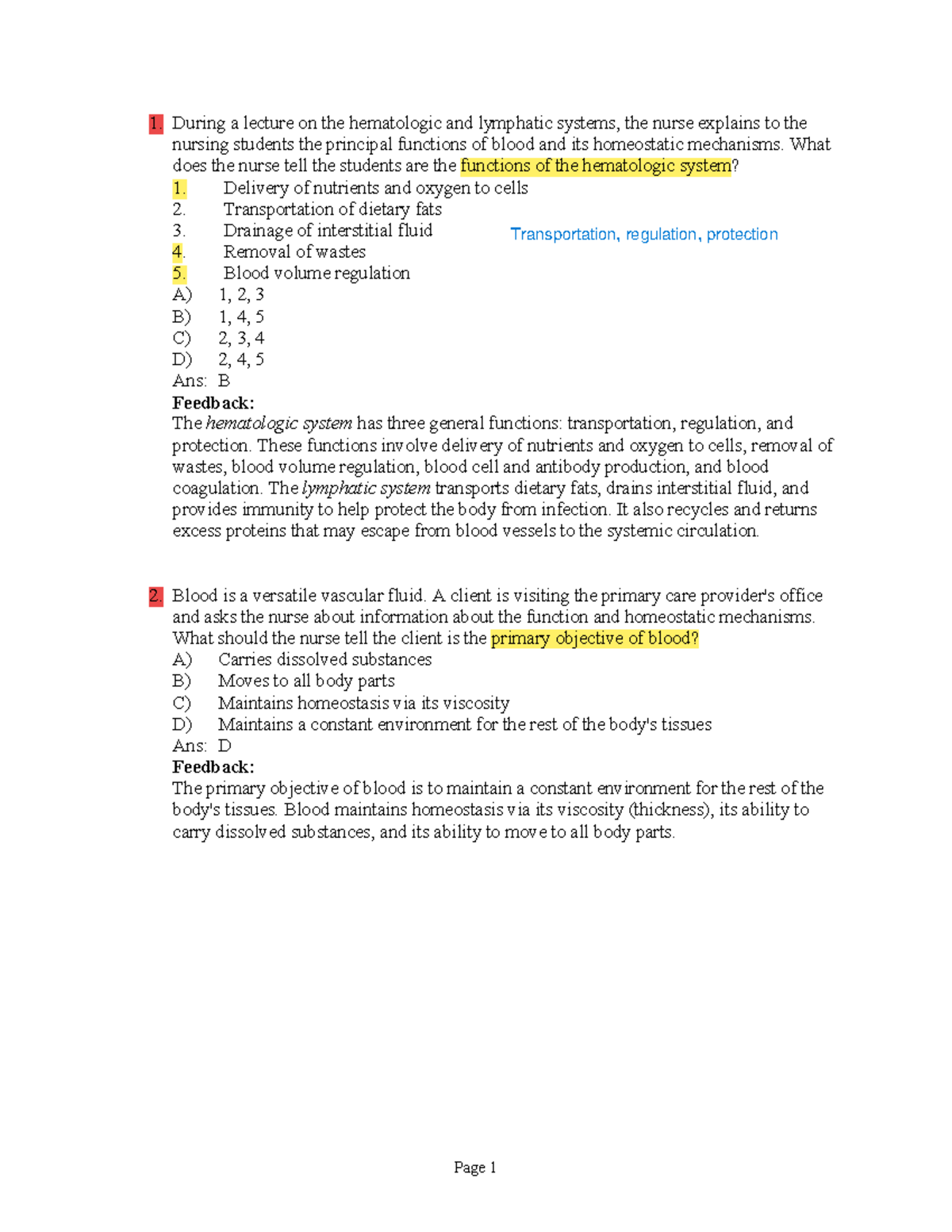 Chapter 23: Overview of the Hematologic & Lymphatic Systems - Studocu