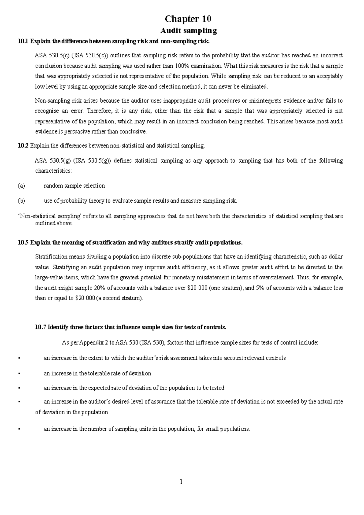 Tutorial 9 & MCQ - Auditing: Understanding Audit Sampling Techniques ...