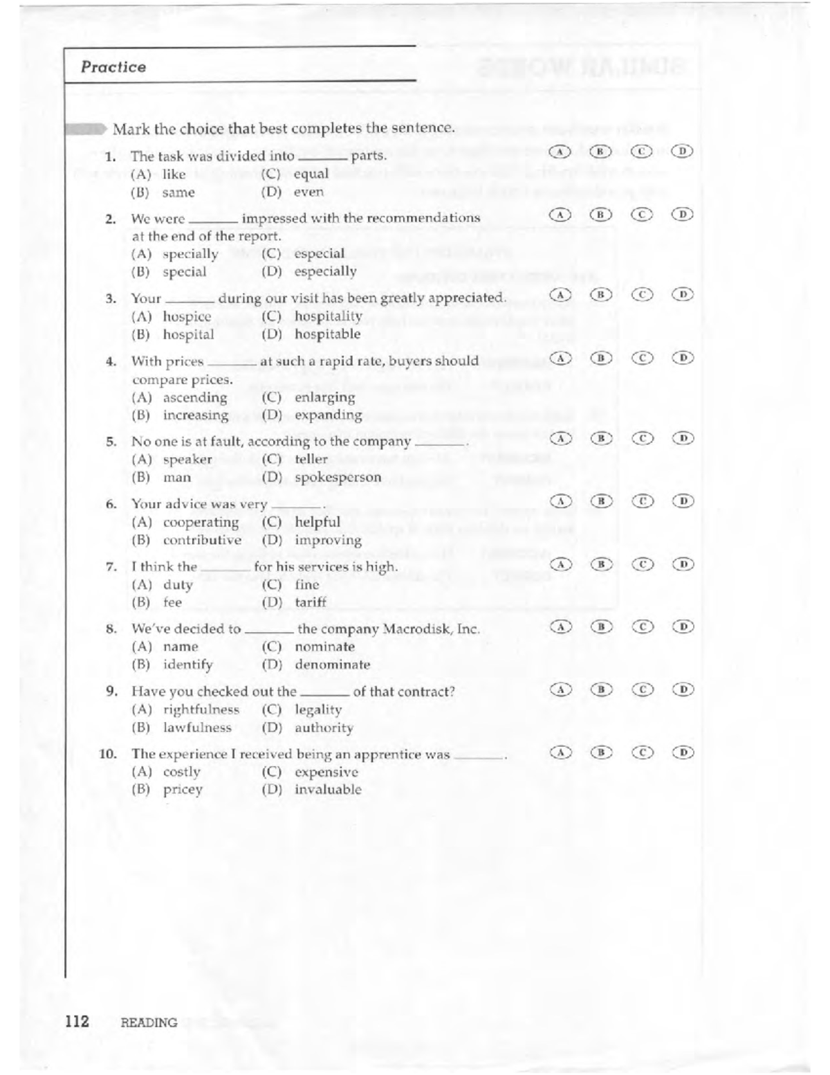 Handout: Words with Similar Meanings Practice Exercises - Studocu