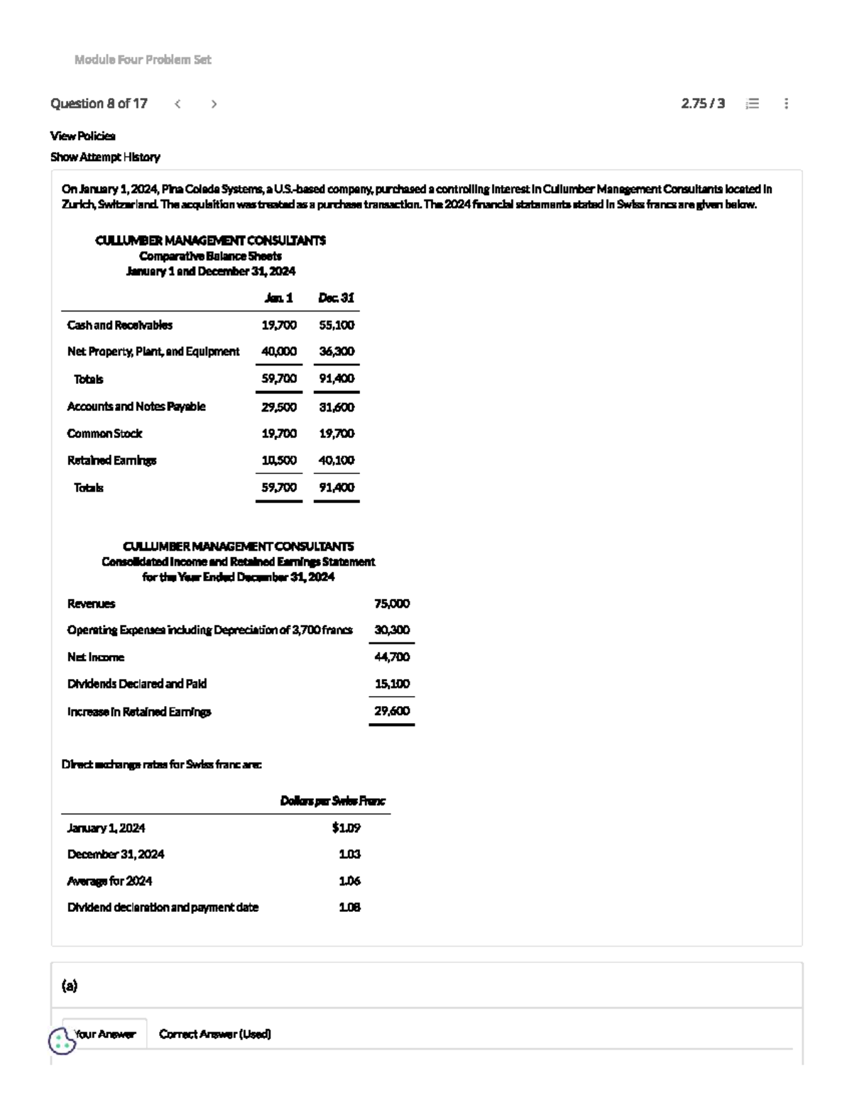 ACC 405 - Module 4 Problem Set: Q8 Translation & Financial Analysis - Studocu