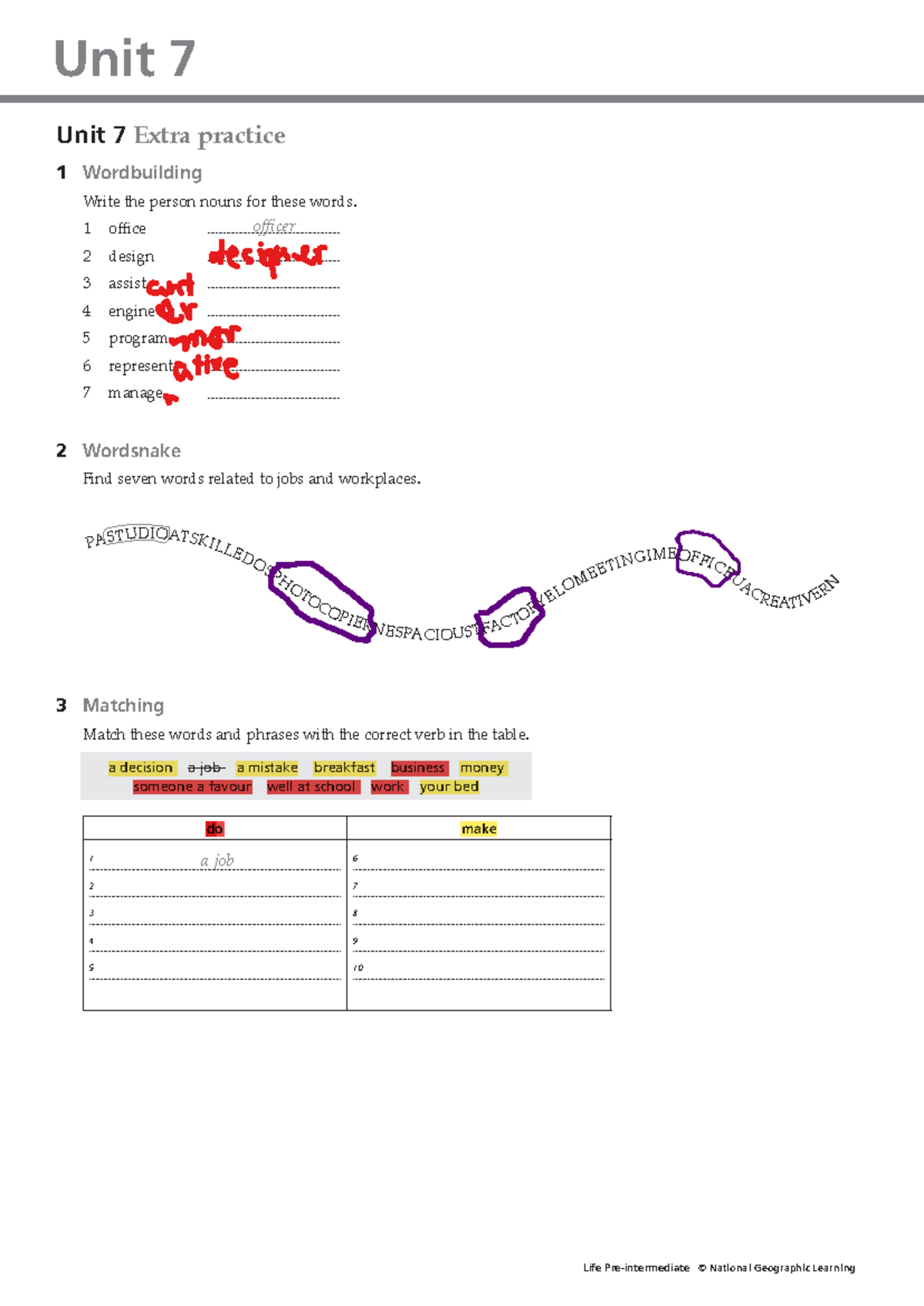 Pre Unit7 Extra Practice - Unit 7 Life Pre-intermediate © National ...
