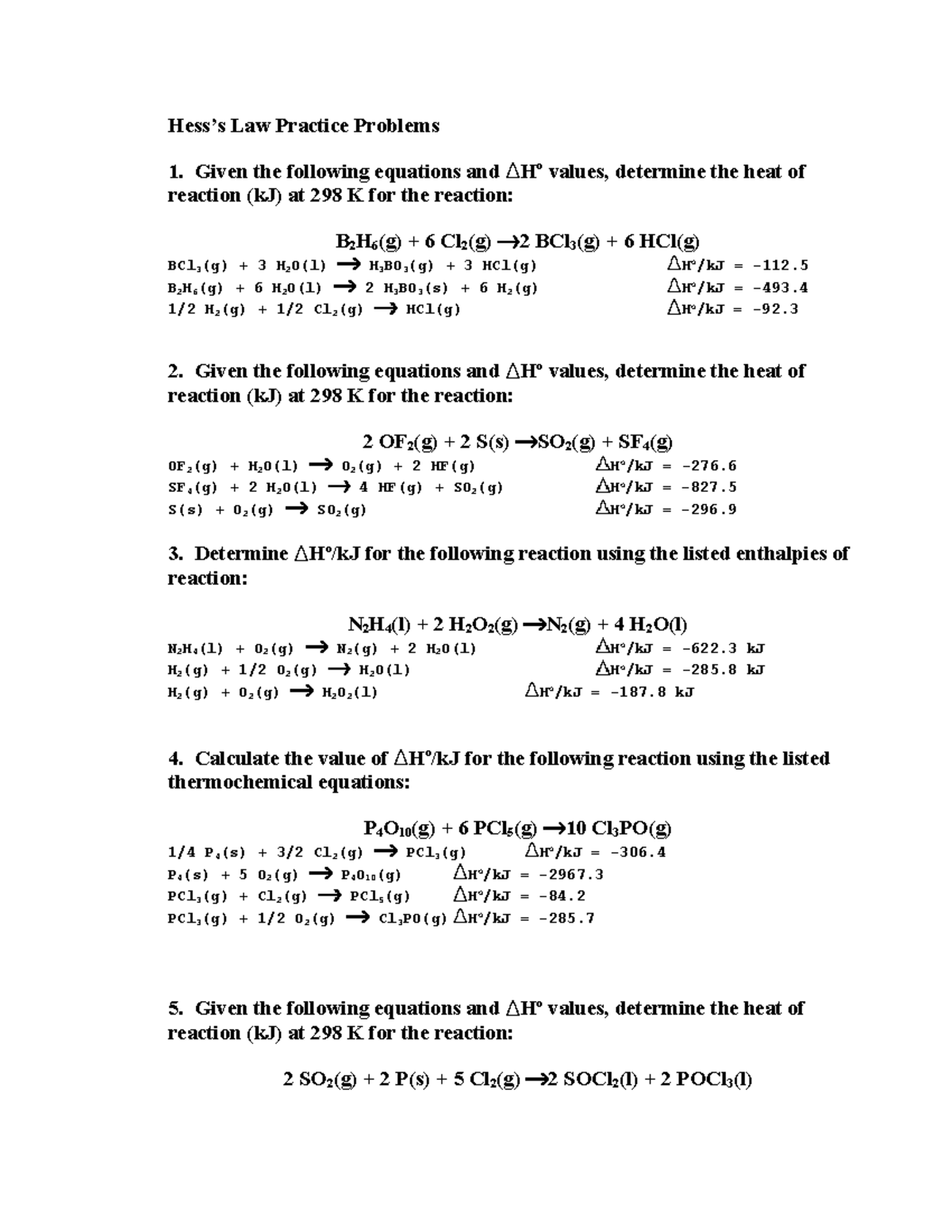 Thermochemical Reactions and Heat of Reaction Calculations (Chem 101 ...