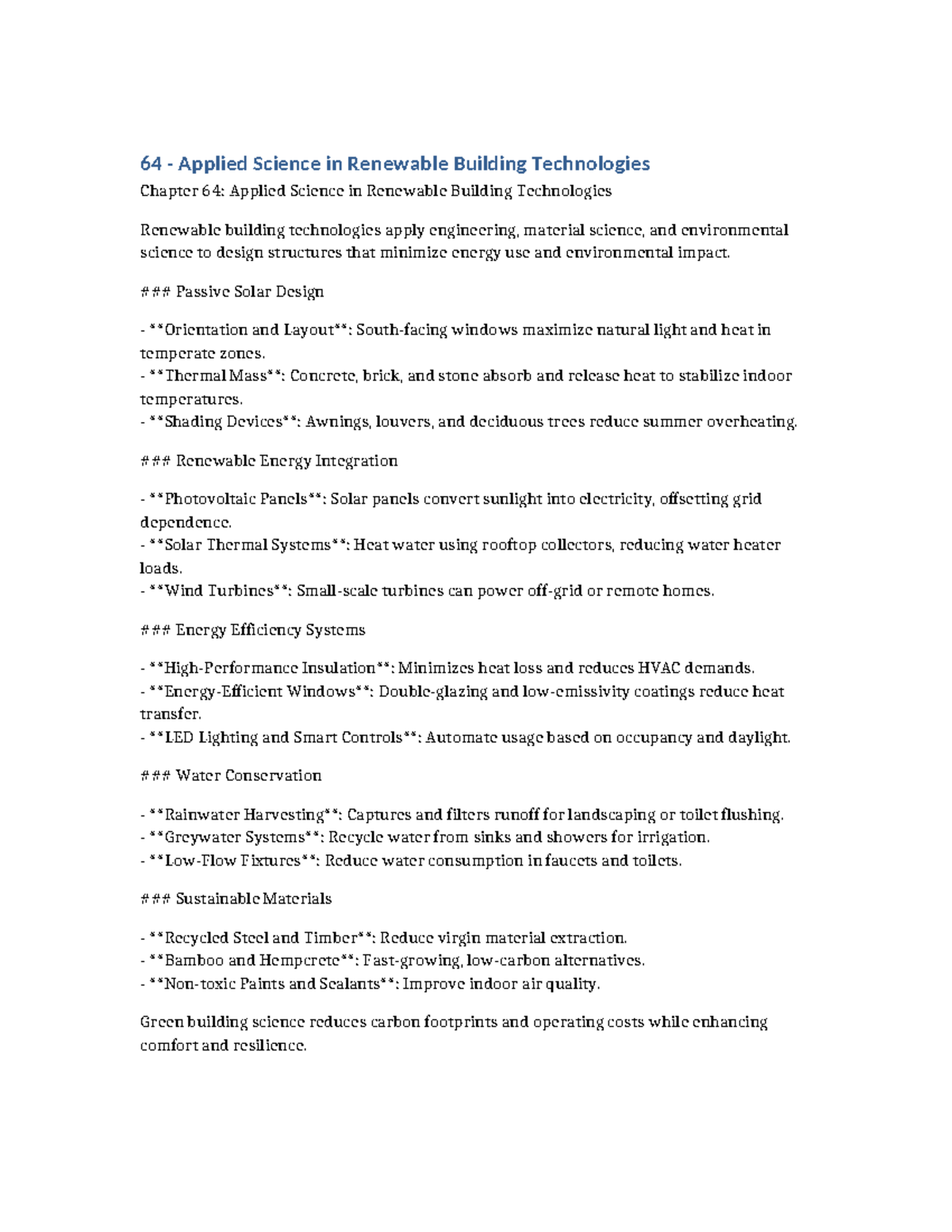 64 - Applied Science in Renewable Building Technologies: Key Concepts ...