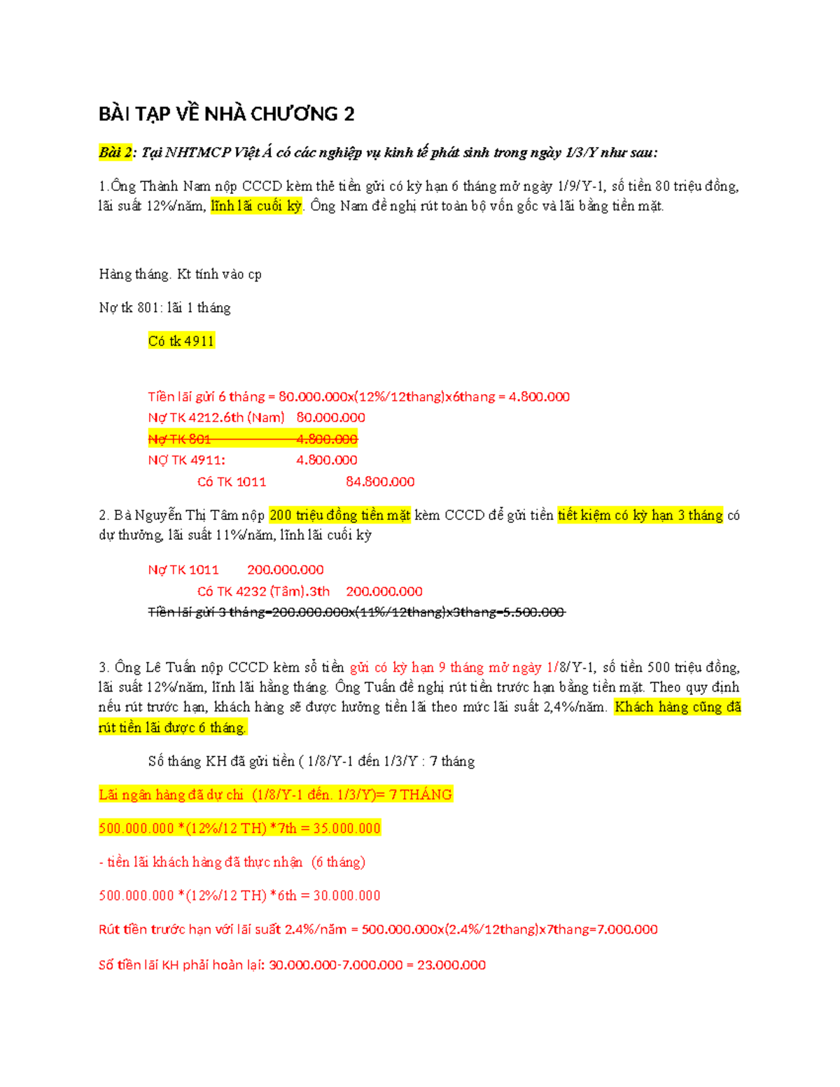 BÀI TẬP VỀ NHÀ CHƯƠNG 2 - KTNH: Ghi Nhận Nghiệp Vụ Kinh Tế - Studocu