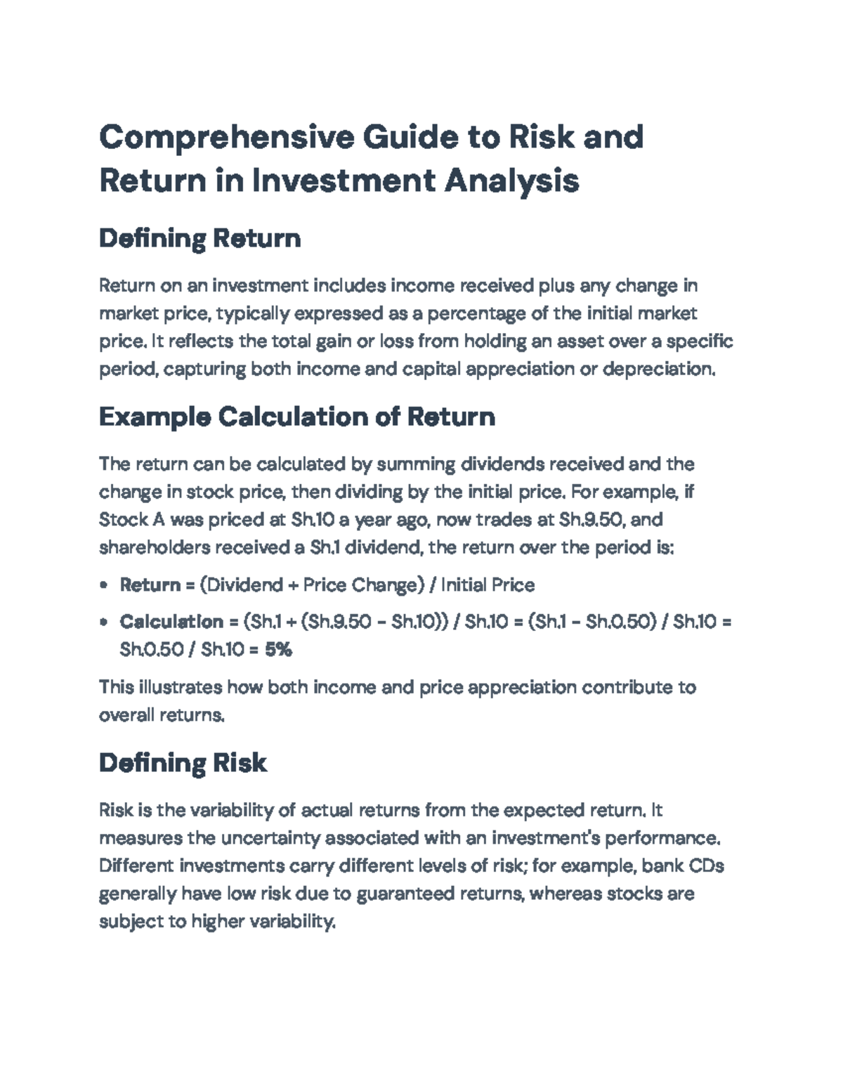 Comprehensive Analysis of Risk and Return in Investments: CAPM ...