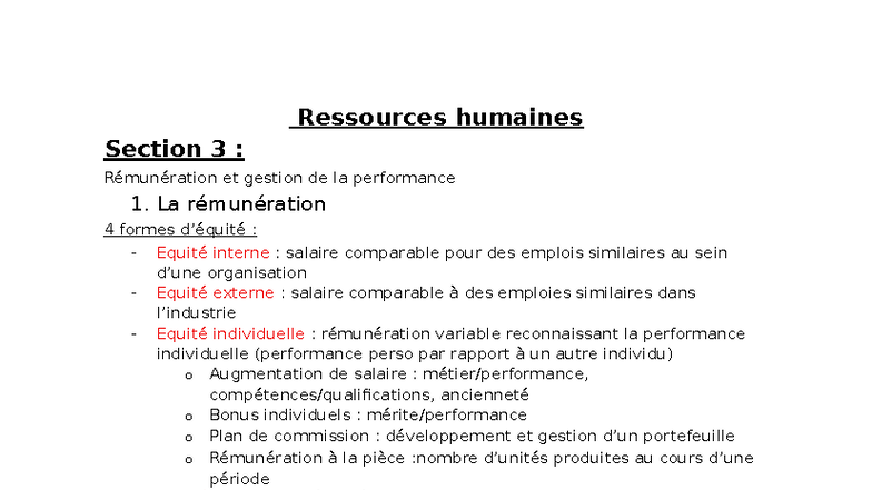 Section 3 - Cours sur Rémunération et Gestion de la Performance CCA ...