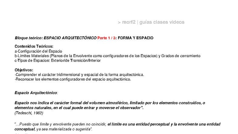 Guía de Clase: Forma y Espacio Arquitectónico - Video 1 de 3 - Studocu