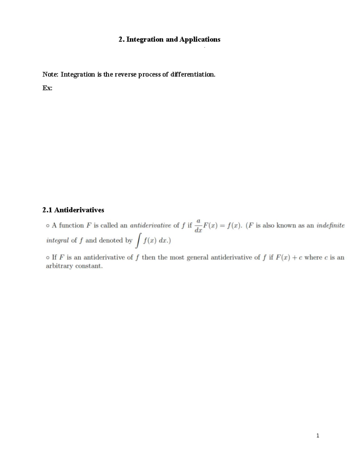 MATH 24: Integration and Applications - Key Concepts and Exercises ...