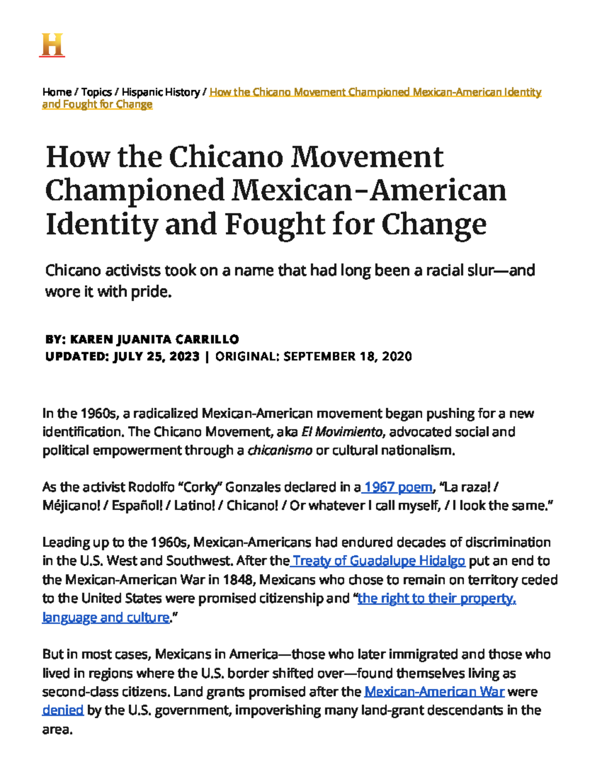 Chicano Movement: Identity and Activism Overview - Studocu
