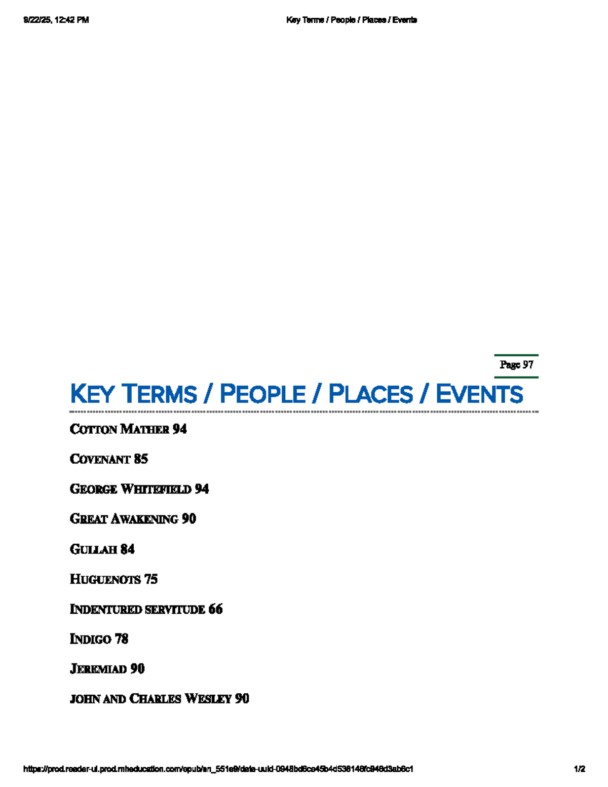 Key Terms, People, Places & Events Overview - Study Guide - Studocu