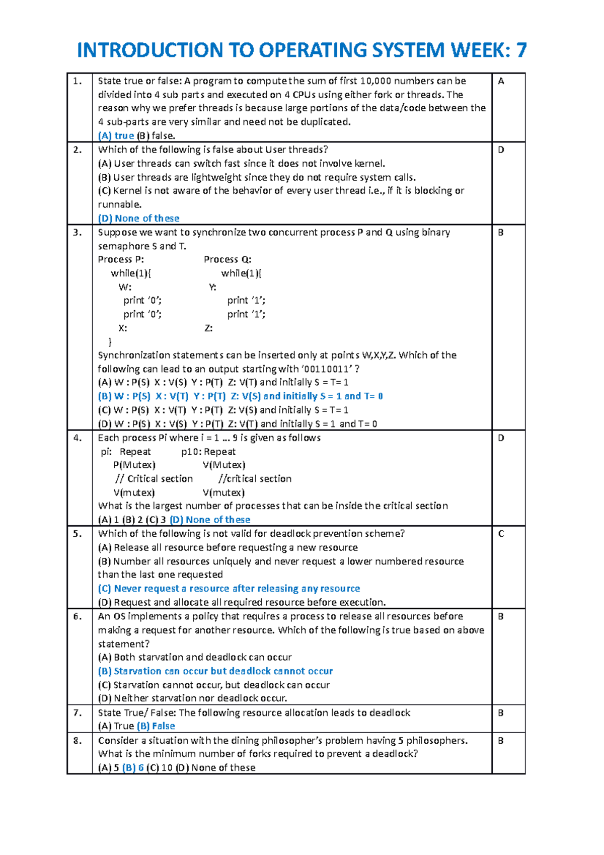 IOS W7 - Week 7 Study Notes on Operating System Concepts - Studocu