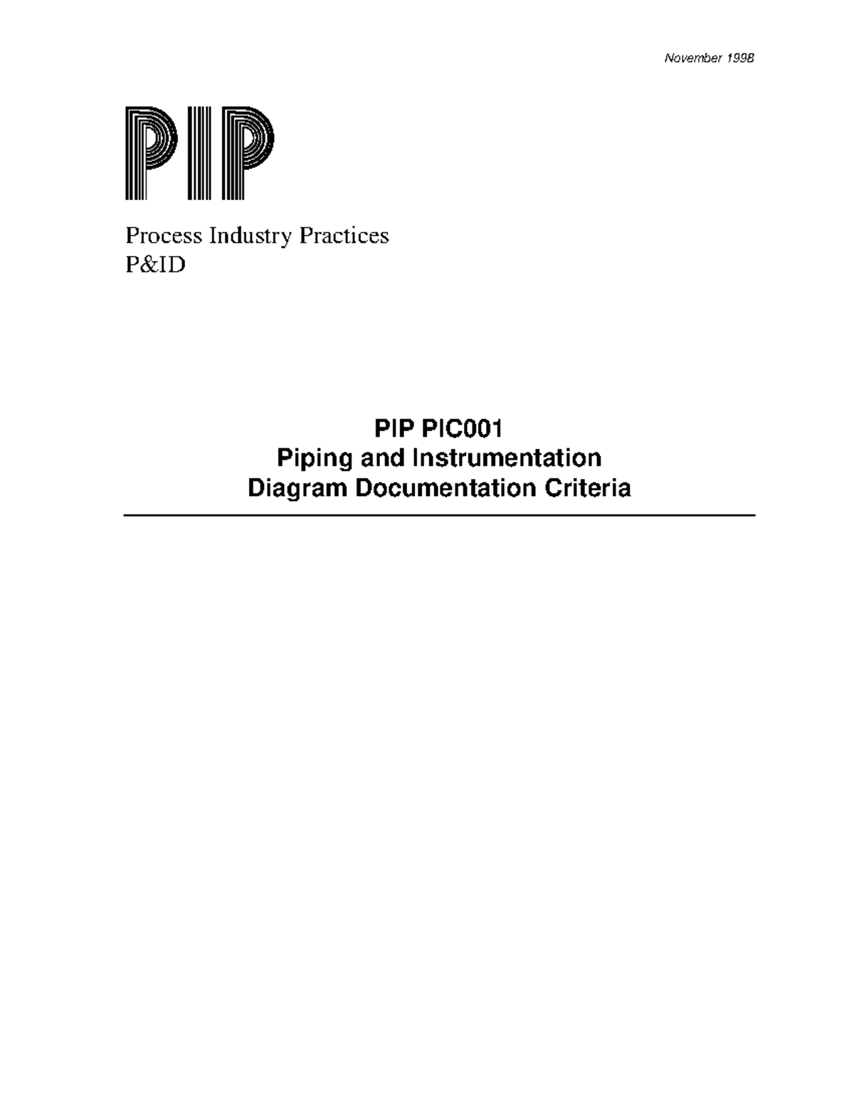 PIP PIC001: Piping and Instrumentation Diagram Documentation Guide ...