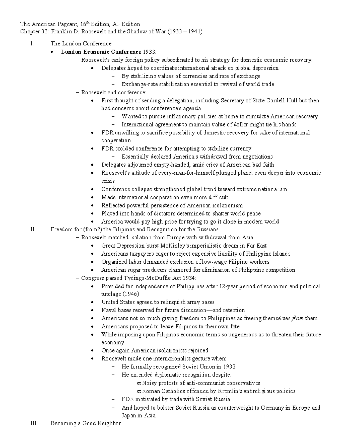 Chapter 33 - Franklin D. Roosevelt and the Shadow of War - Chapter 33 ...