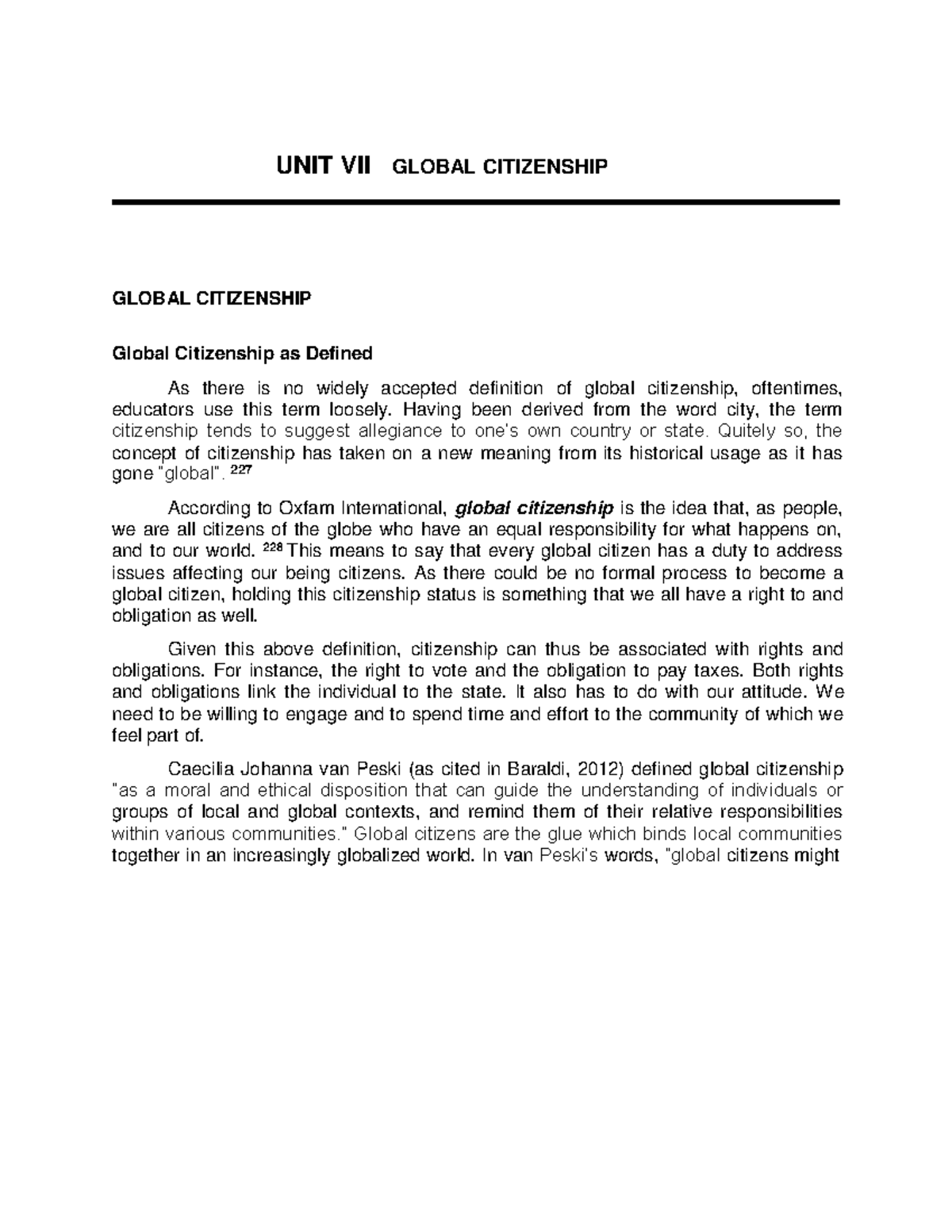 Contemporary World Studies: Unit 7 - Understanding Global Citizenship ...