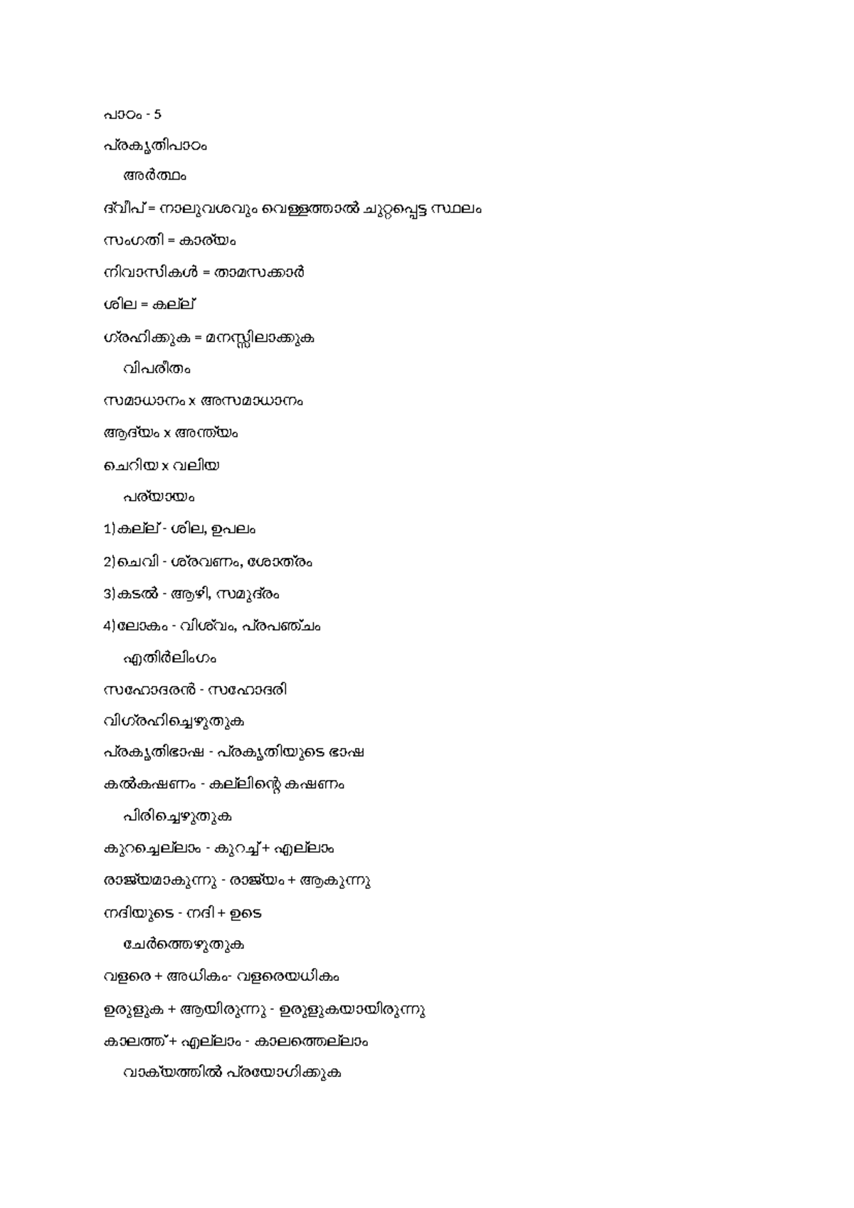 Malayalam - short notes - Chemical Engineering Operations - 5 водол. a ...