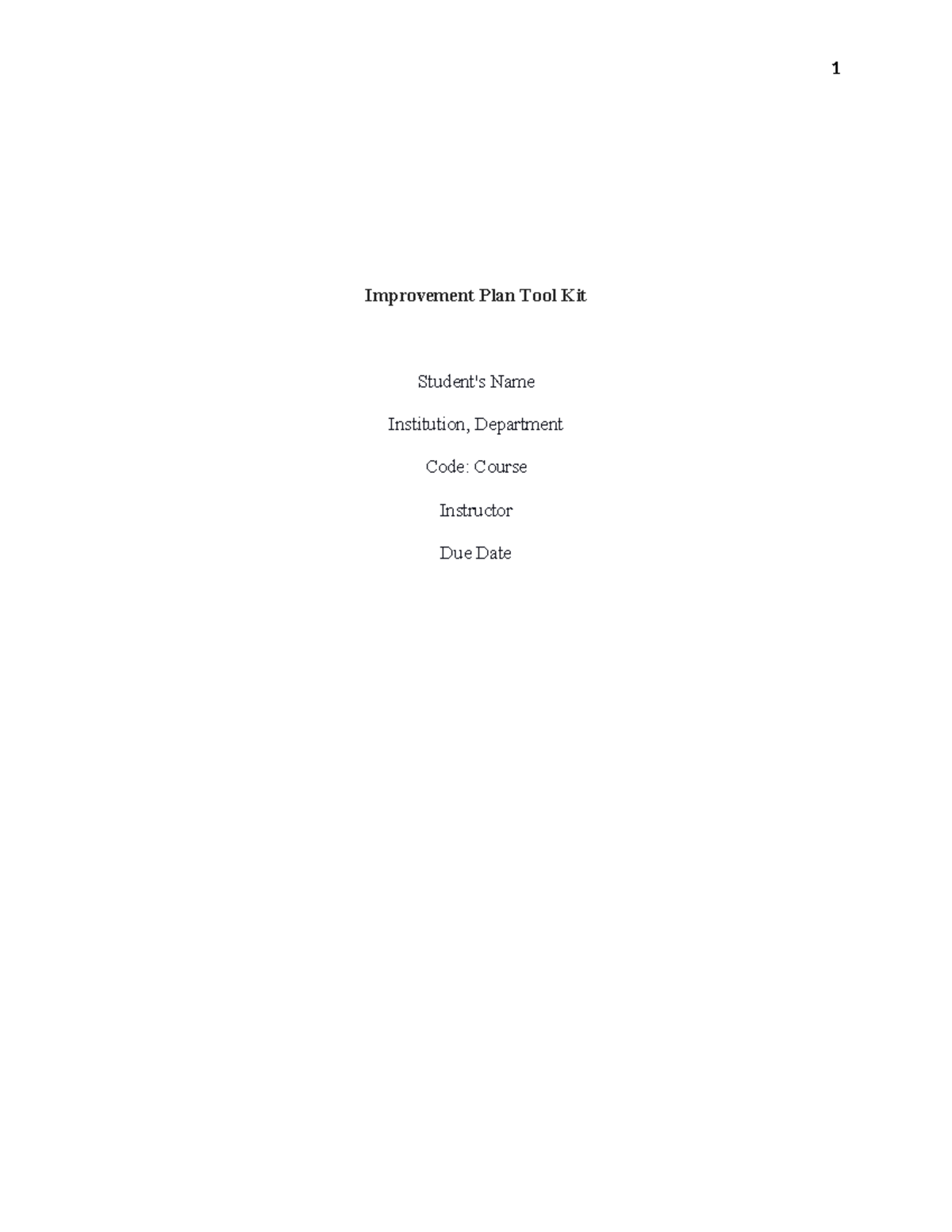 Improvement Plan Toolkit for Reducing Medication Errors in Nursing ...