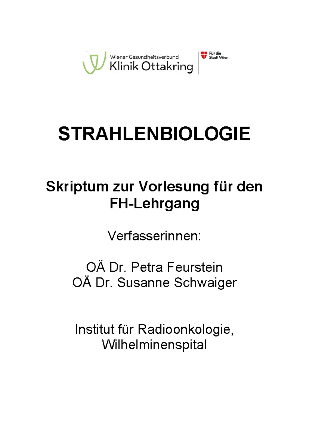 Strahlenbiologie (Kurscode: STRAHLENBIOLOGIE) - Grundlagen und ...
