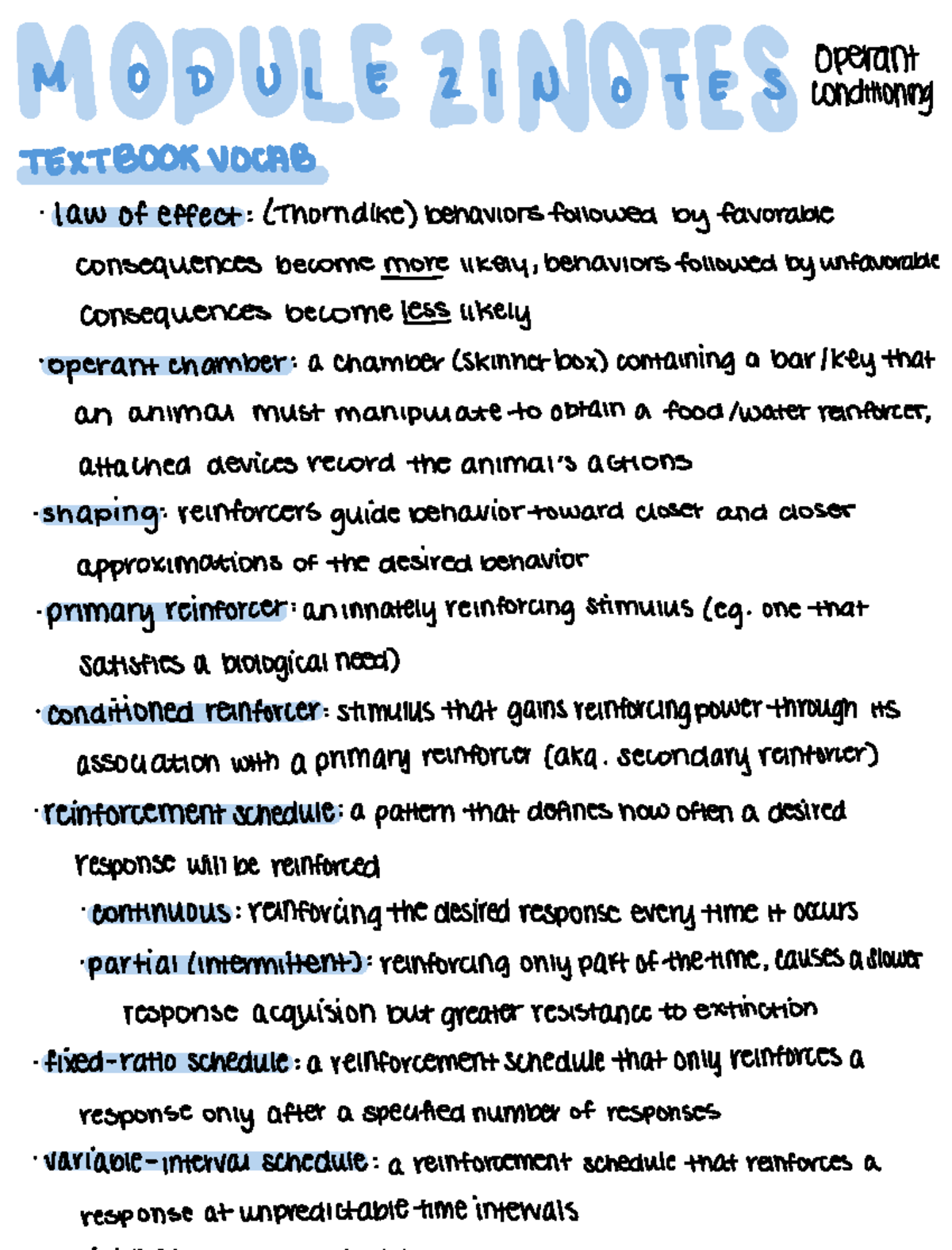 Module 21 - Operant Conditioning - operant M O D U L E 2 I N O T E S ...