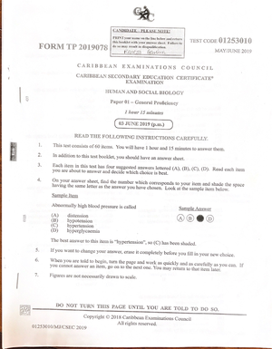 HSB past papers - Human Social Biology - Studocu