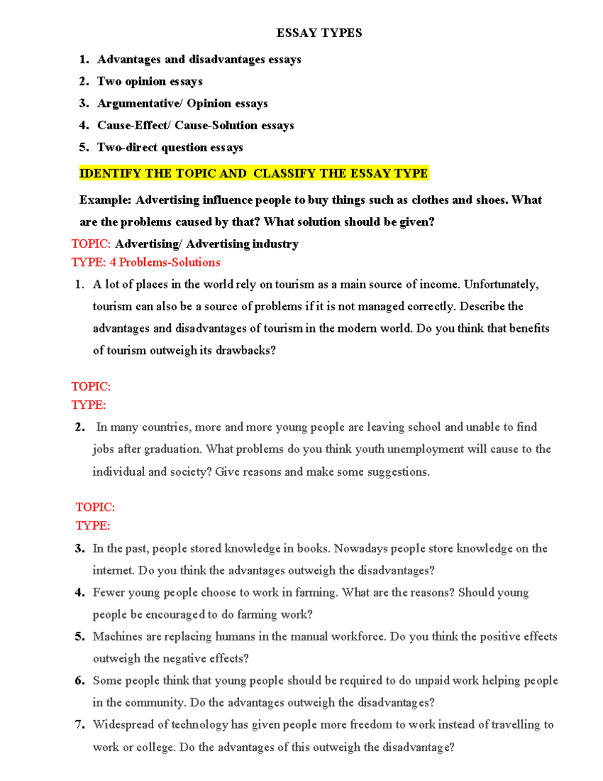 Essay Questions and Types: Advantages, Opinions, and More - Studocu