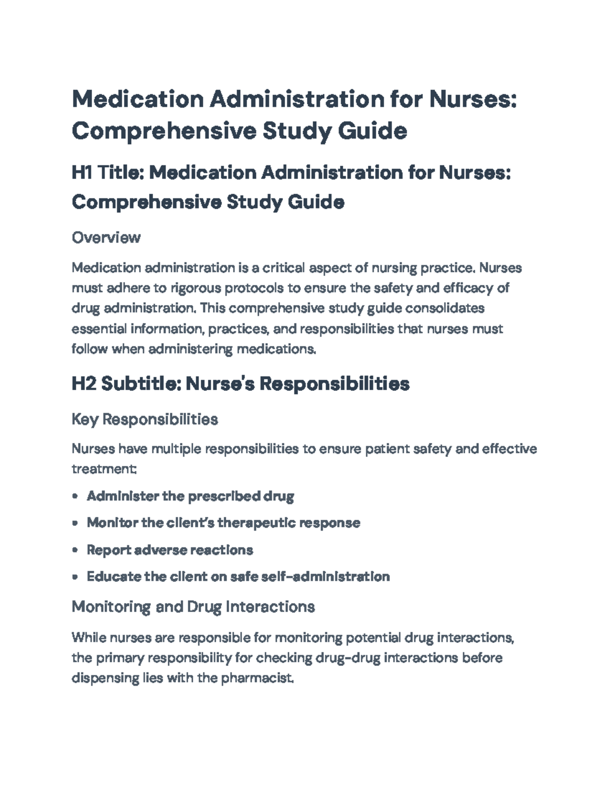 Medication Administration for Nurses: Study Guide (Nursing 101) - Studocu