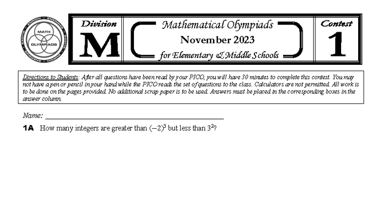Mathematical Olympiads 2023-2024 for Elementary & Middle Schools - Studocu