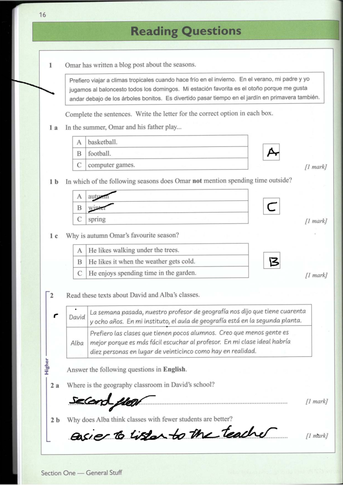 16 Reading & Writing Questions for Spanish Exam (Foundation) - Studocu