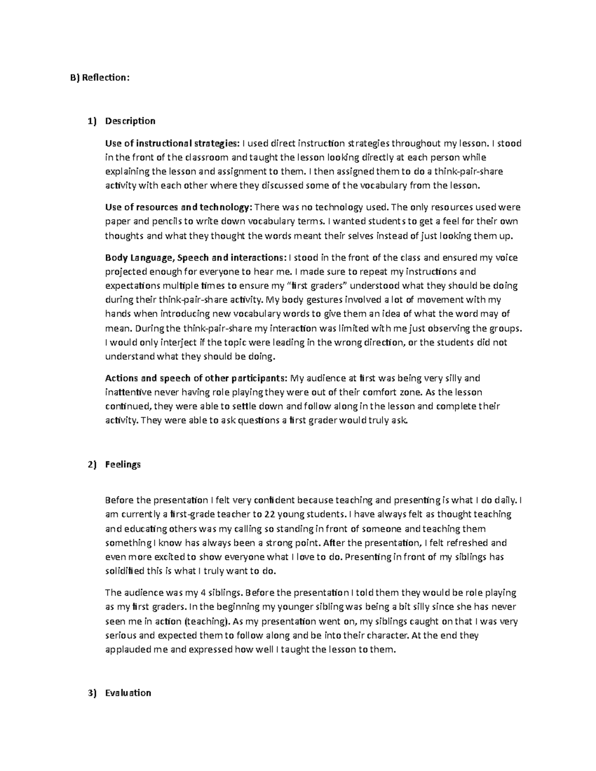 D091 Task 4 - Task 4 - B) Reflection: Description Use of instructional ...