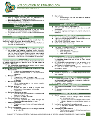 Parasitology - CLINICAL PARASITOLOGY ONLINE LECTURE NOTES MODULE 1 ...