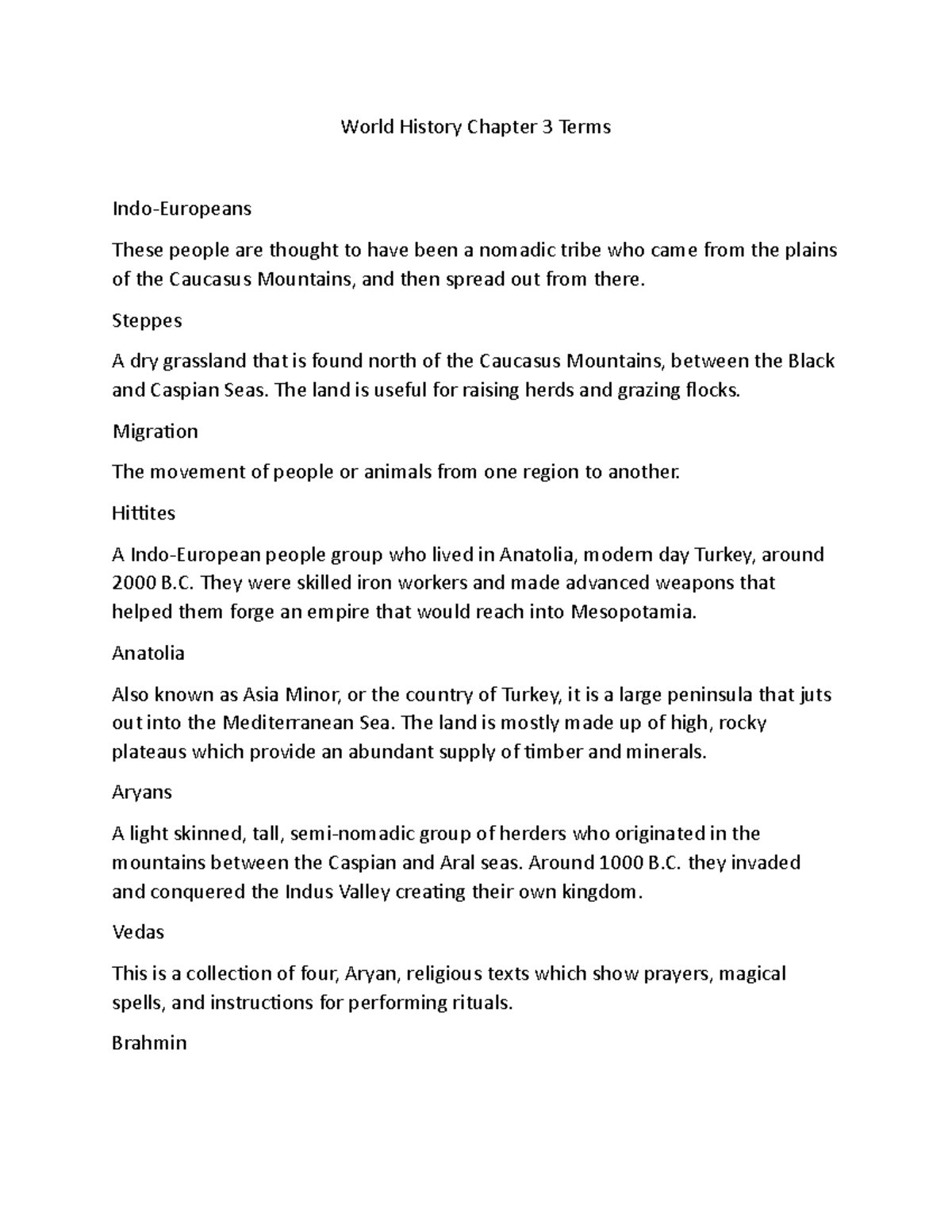 World History - Chapter 3 Key Terms & Definitions - Studocu