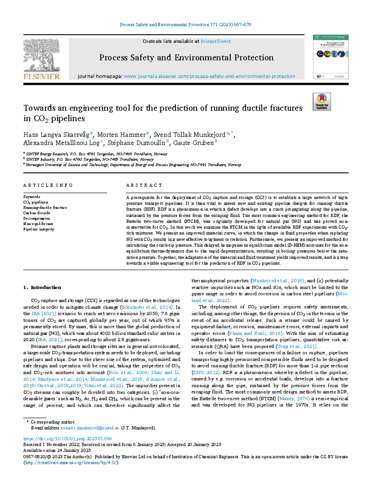 Improved Predictions for Running Ductile Fracture in CO2 Pipelines (171 ...