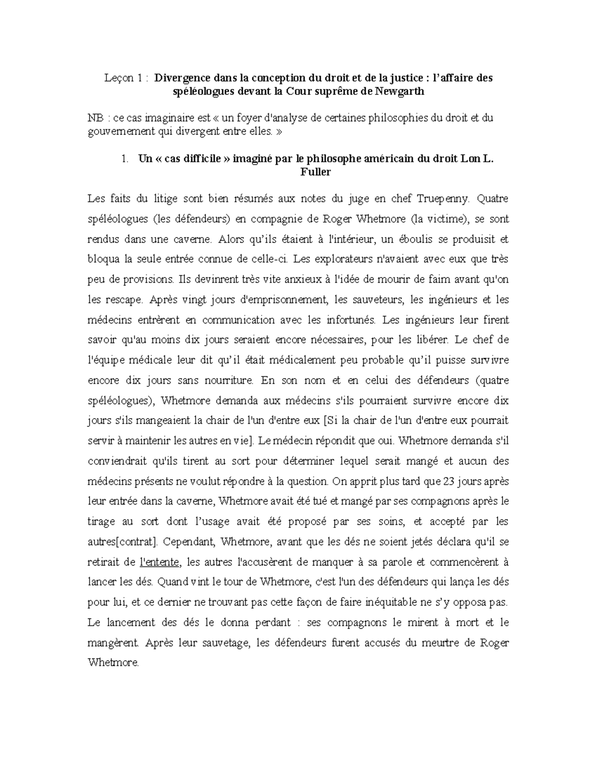 Leçon 1 : Divergence sur le Droit et la Justice - Affaire des ...