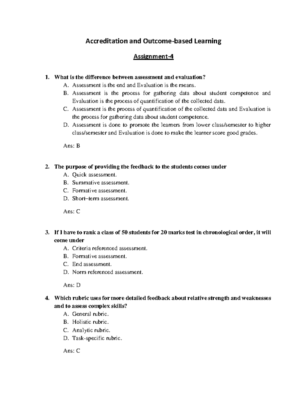 Accreditation and Outcome-Based Education: Key Concepts and Assessments ...