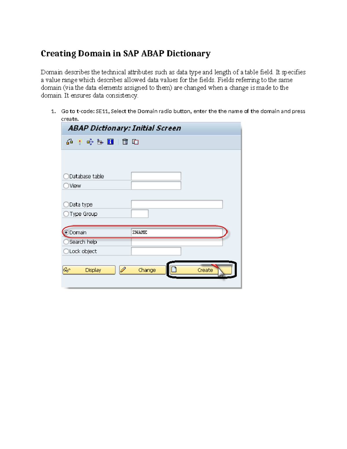 Creating Domain in SAP ABAP Dictionary - Java Guide - Studocu