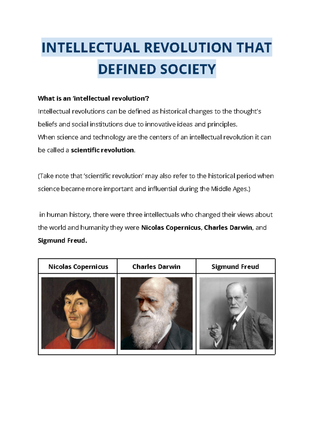 Intellectual Revolution That Defines Society - INTELLECTUAL REVOLUTION ...