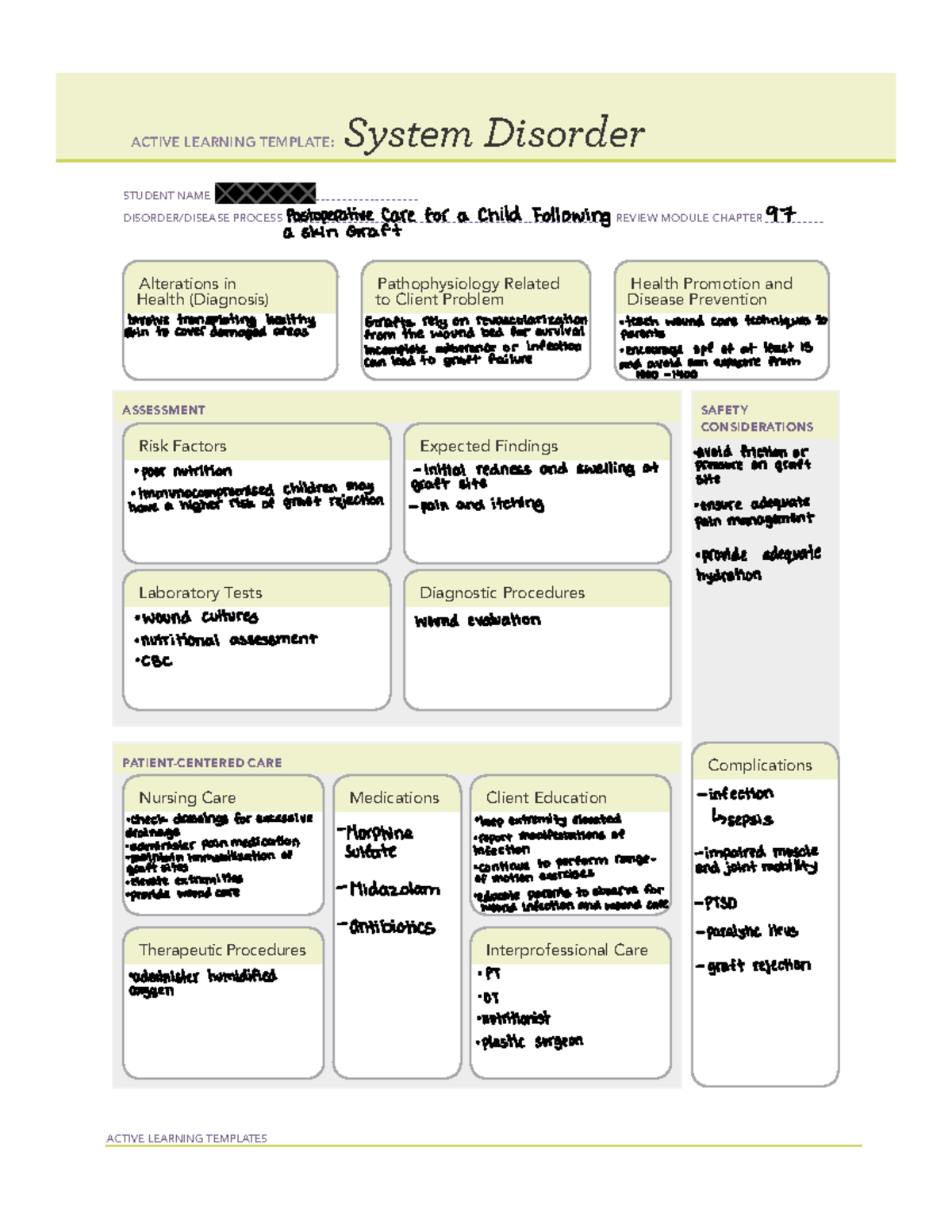 PEDS Case Study - Postoperative Care for Pediatric Skin Graft - Studocu