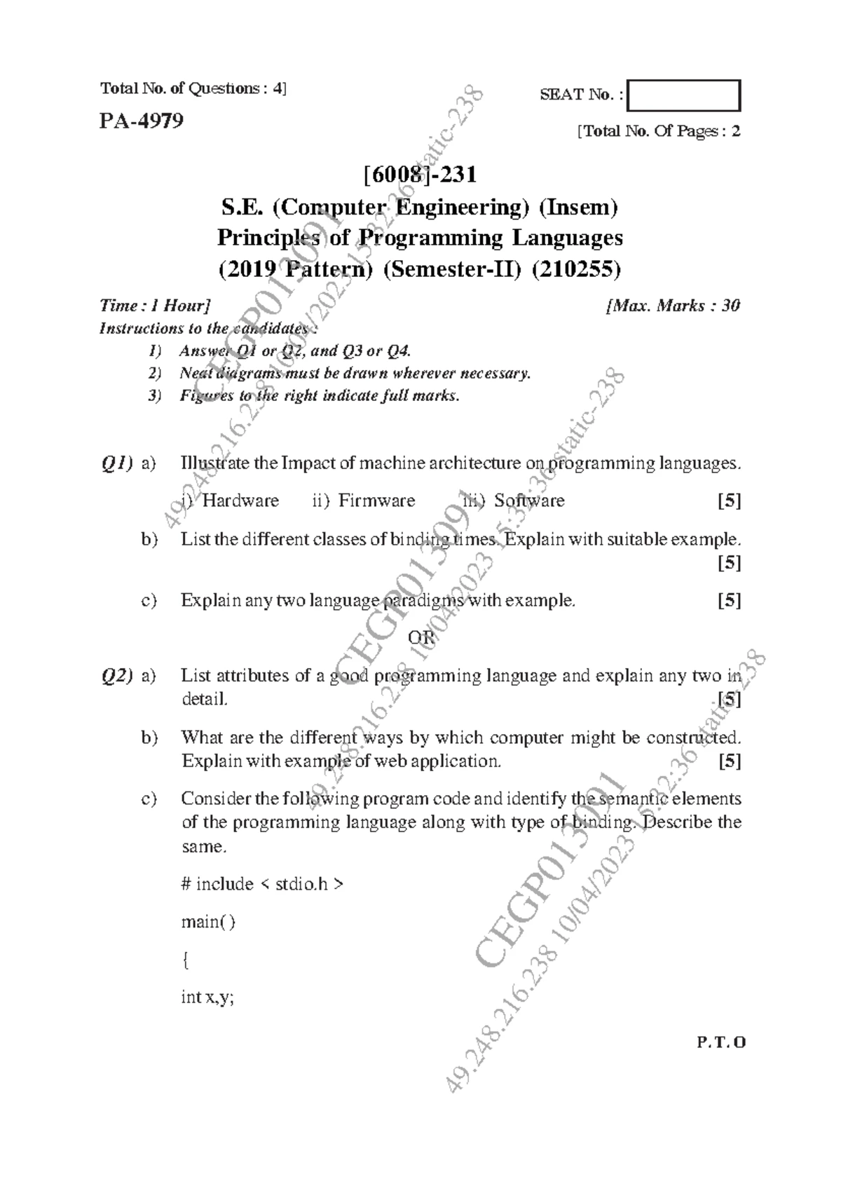 CNS PYQs - 2019-2024 - Comprehensive Question Bank for Computer Networks - Studocu
