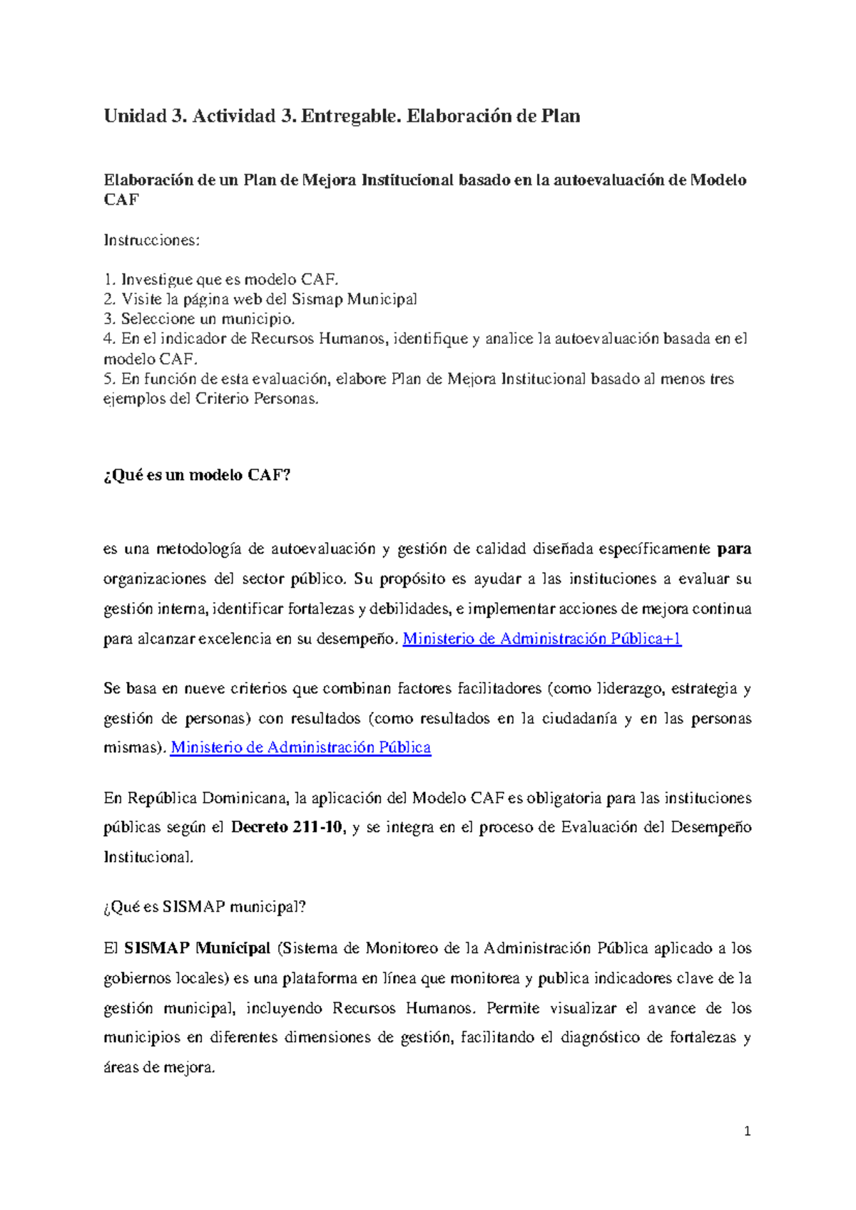 Unidad 3. Actividad 3. Plan de Mejora Institucional basado en Modelo ...