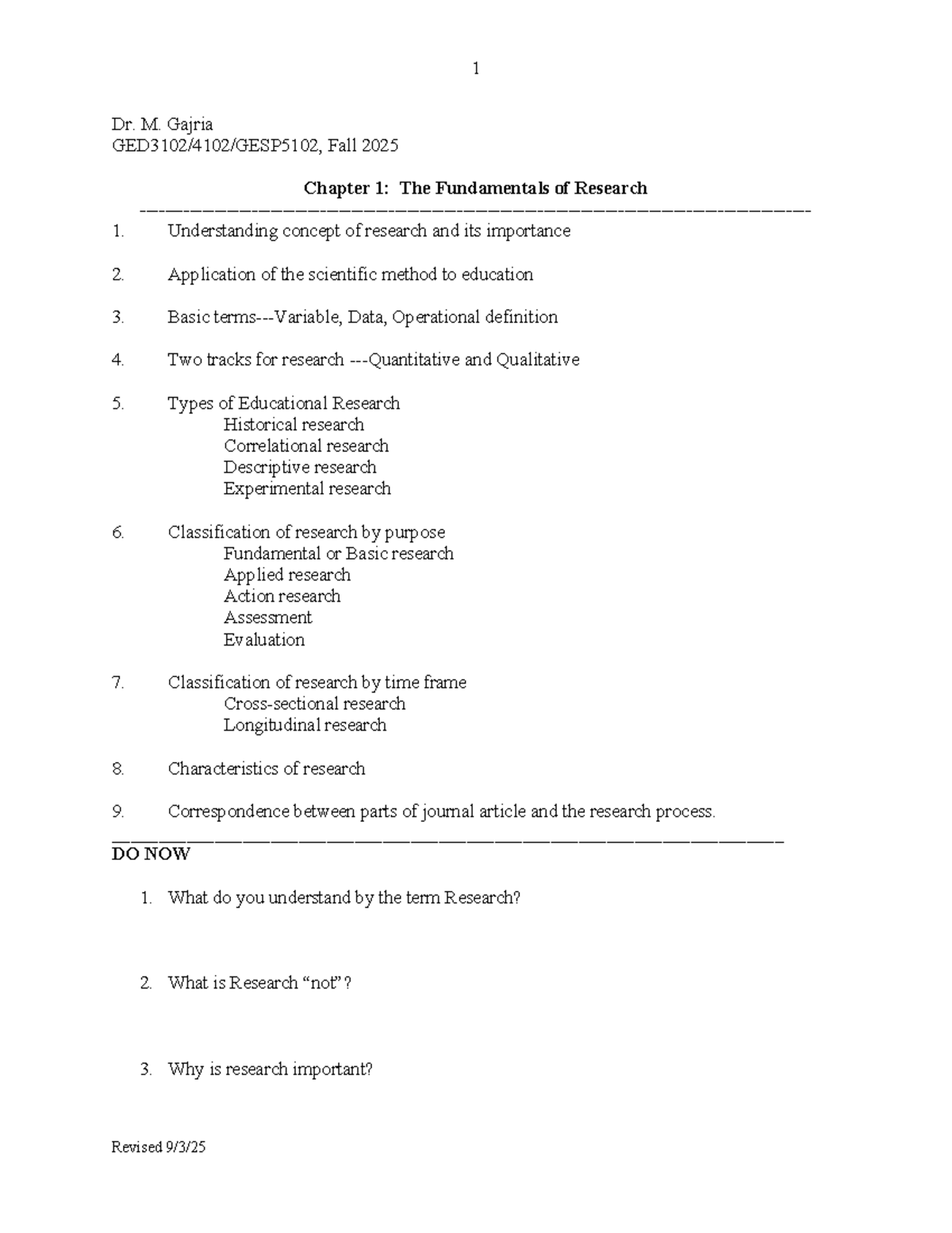 Fundamentals of Research in Education - GED3102/4102/GESP5102, Fall ...