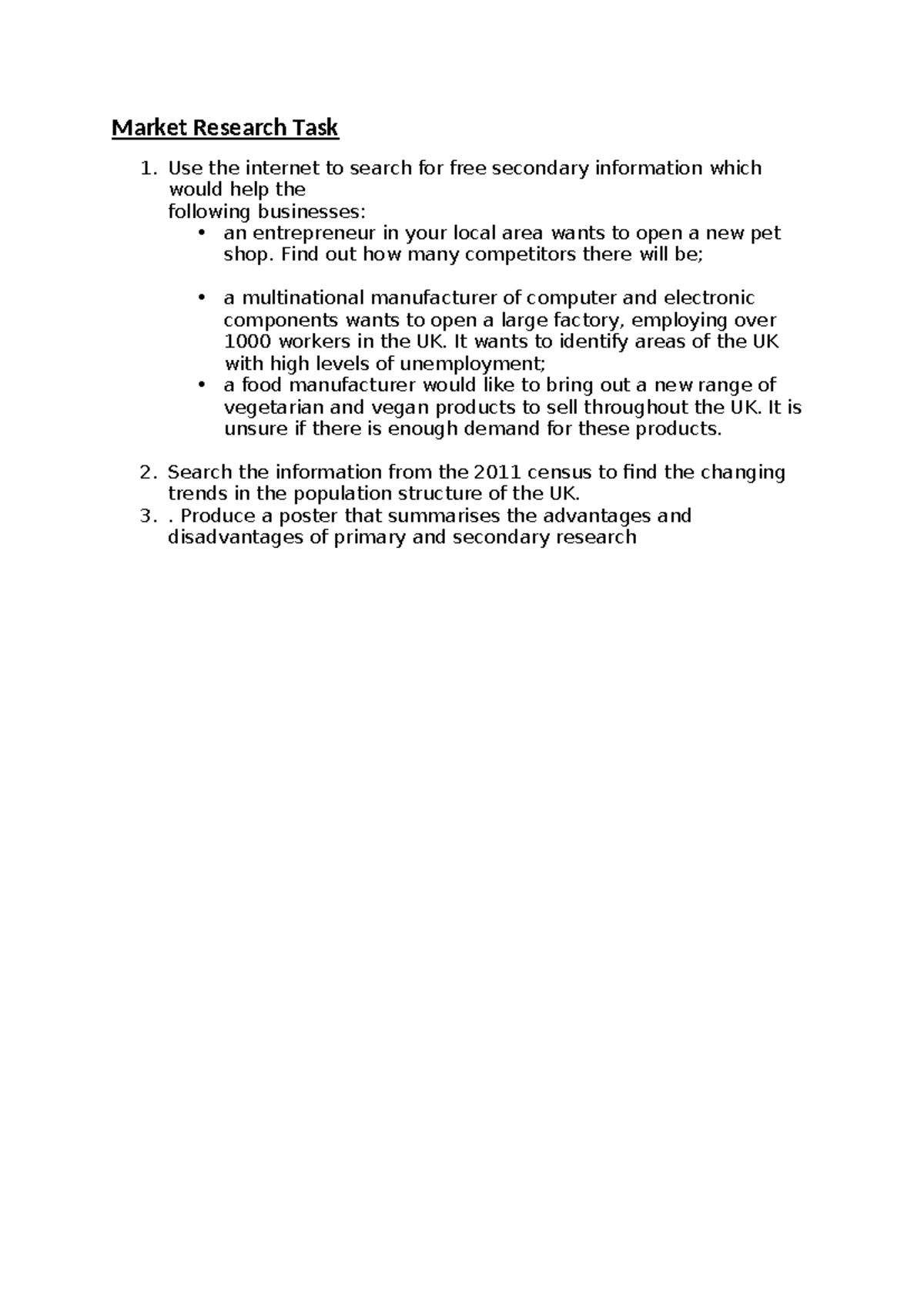 Market Research Task: Exploring Trends and Competition for New Ventures ...