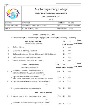Big Data Analytics - CCS334 - Studocu