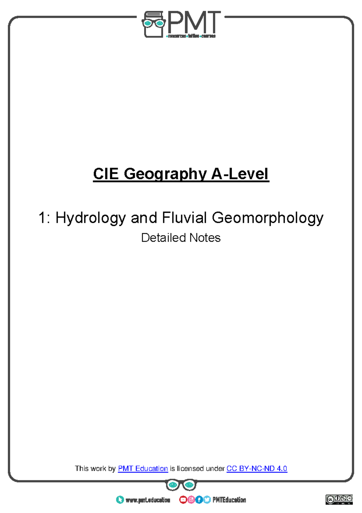 CIE Geography 1: Hydrology & Fluvial Geomorphology Notes - Studocu