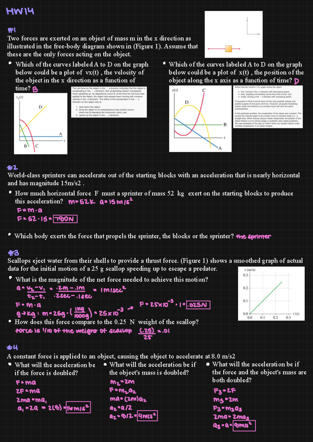 PHYS 101 Homework Exam 2 Velocity & Force Analysis - Studocu