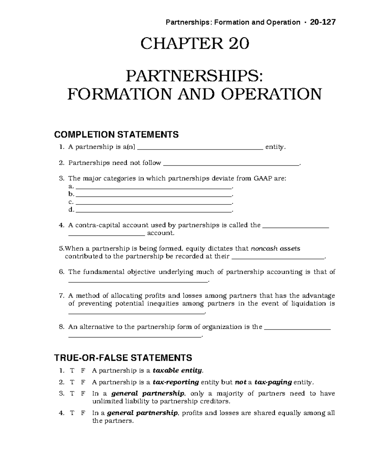 Partnership Formation AND Operation - Partnerships: Formation and ...