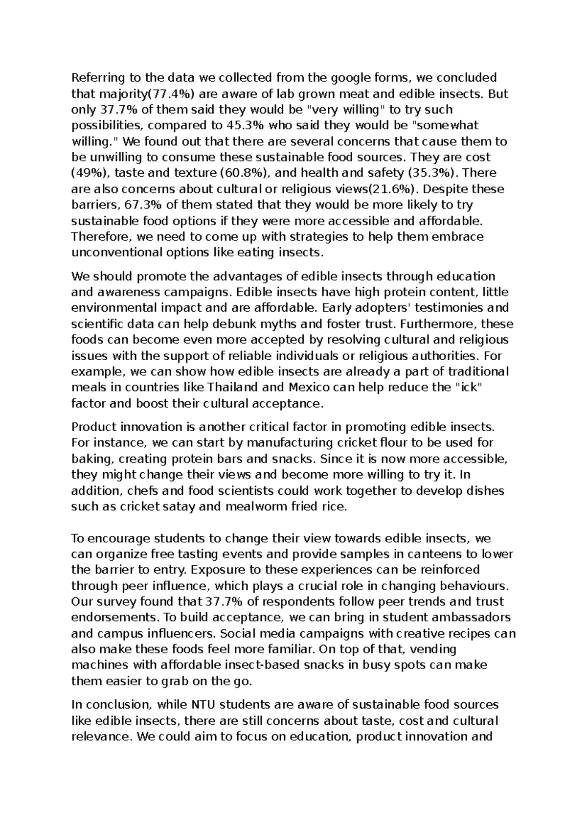 CC6 Sustainable Food Sources: Analysis of Edible Insects Acceptance ...