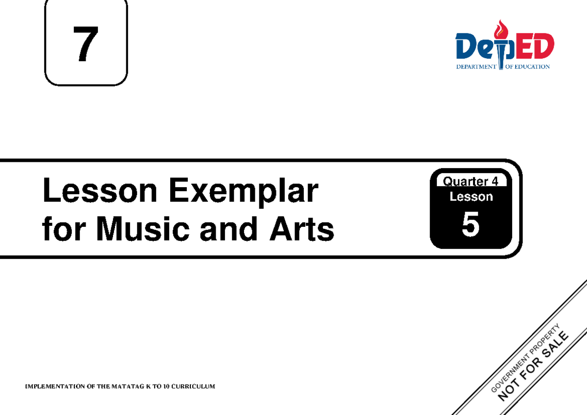 2024 Music & Arts Grade 7 Lesson Exemplar: Q4 Lesson 5 Implementation ...