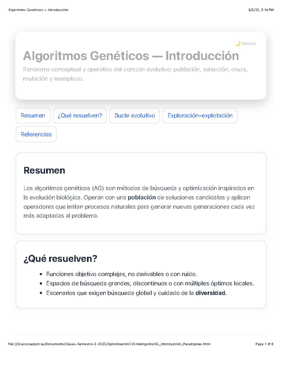 Algoritmos Genéticos: Introducción y Bucle Evolutivo - Studocu