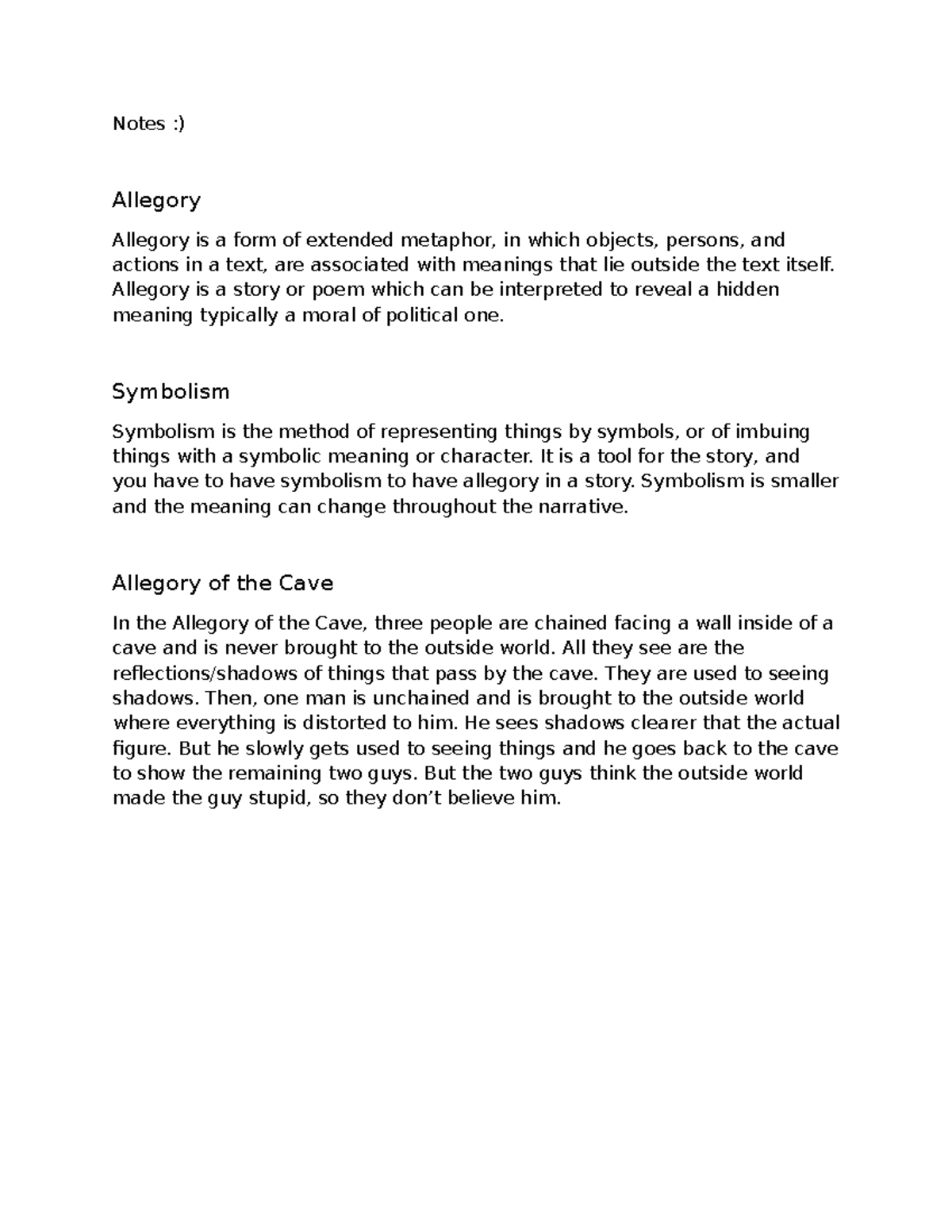 Allegory vs Symbolism: Understanding Key Literary Concepts - Studocu