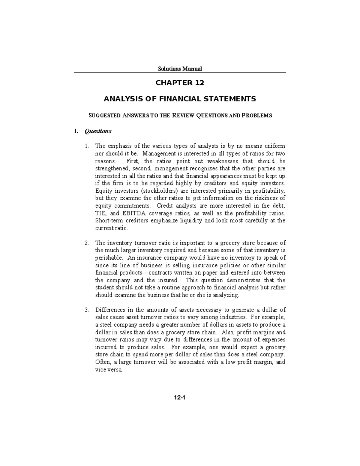 Chapter 12 - Solutions and Analysis of Financial Statements - Studocu
