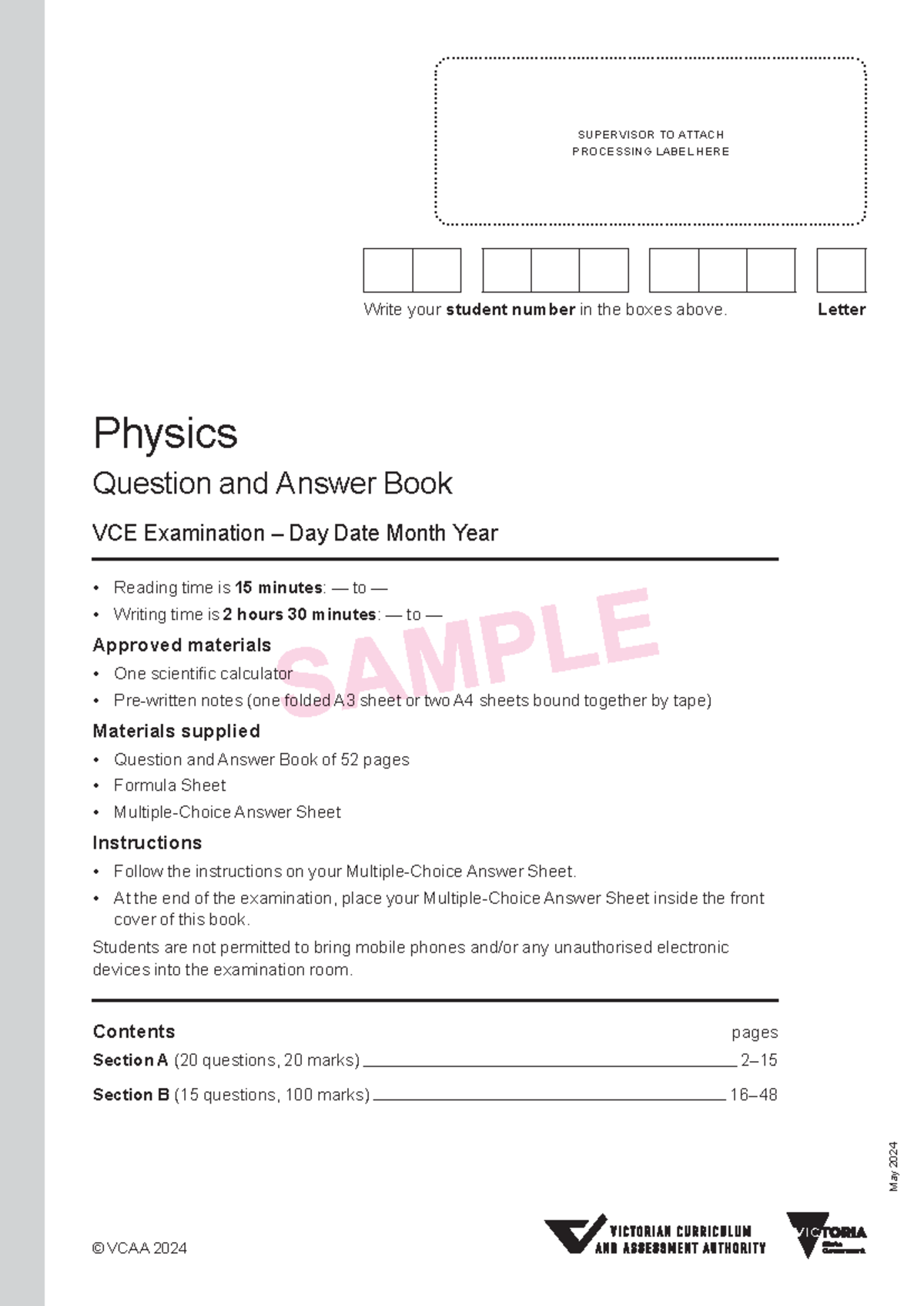 Physics-samp-w 2024 Final Exam Sample Questions & Guidelines - Studocu